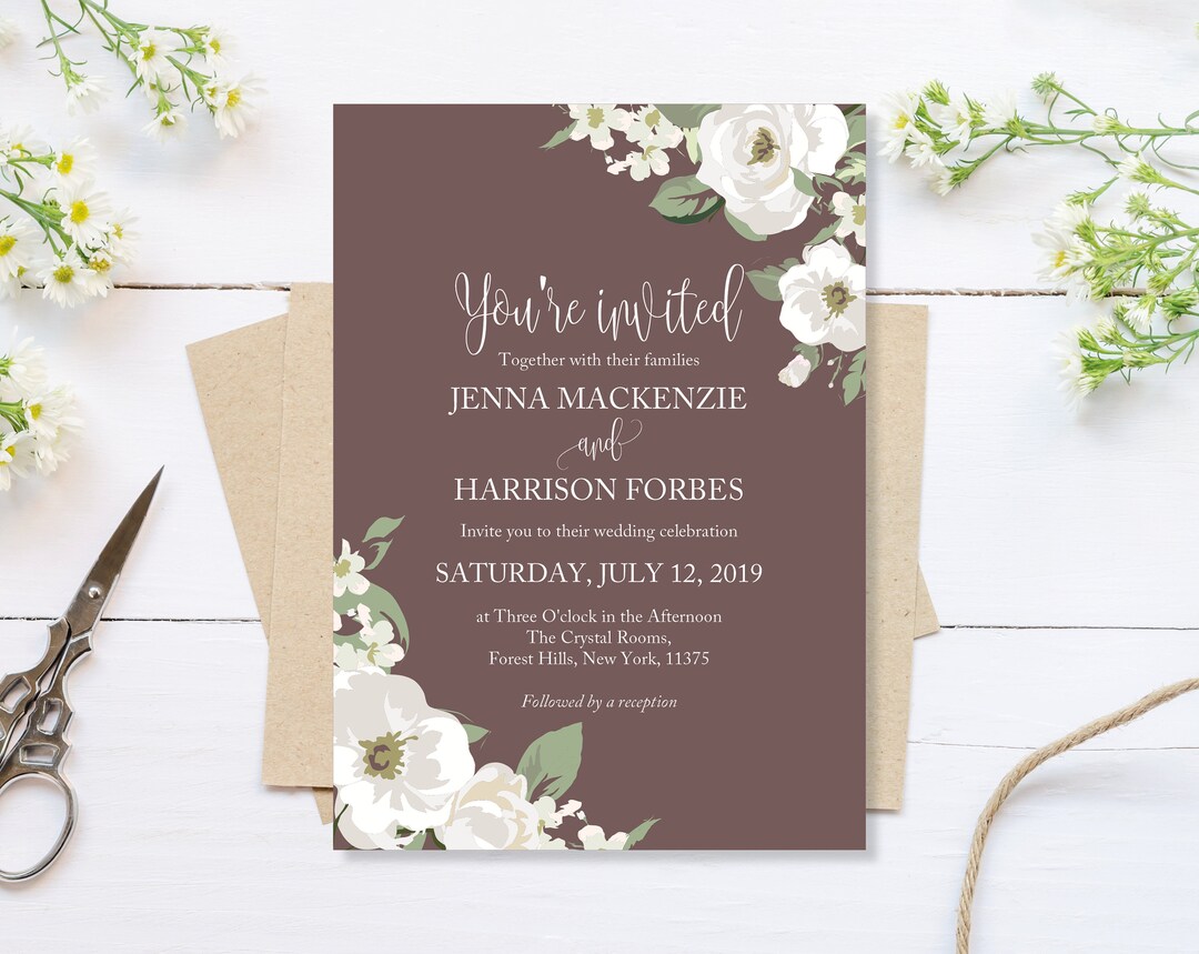Printed Wedding Invitations, Beige Wedding Invitations Beige Reception ...