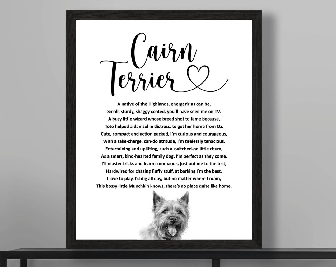 Cairn Terrier Dog Poem Art Print Funny Cute Cairn Terrier Gift Print ...