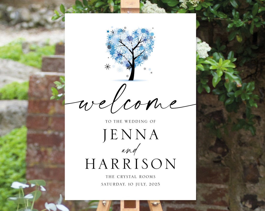 ANY SIZE Winter Wedding Welcome Sign PDF, Winter Blue Wedding Welcome ...