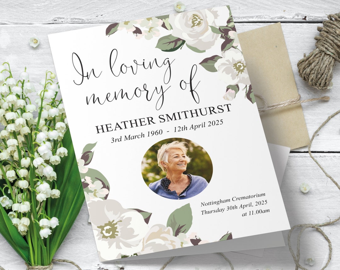 PRINTED Funeral Program, Funeral Order of Service Program Floral ...