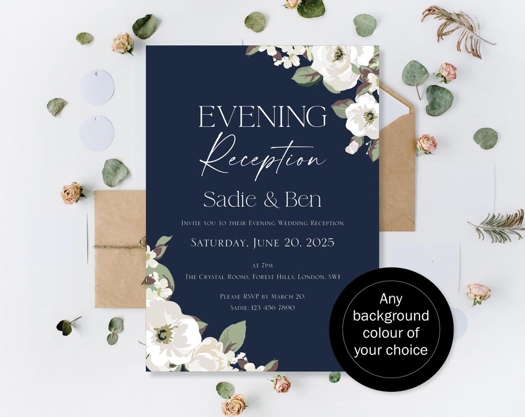Printed Evening Reception Wedding Invitations Invites All Day Guests or ...