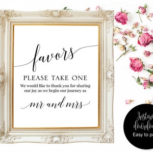 Wedding Favors, Wedding Favors Sign, Wedding Favor Printable, Favor ...