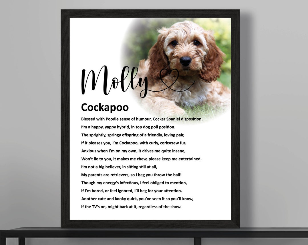 Cockapoo Poem Digital Print Photograph, Funny Print Gift From for Dog ...