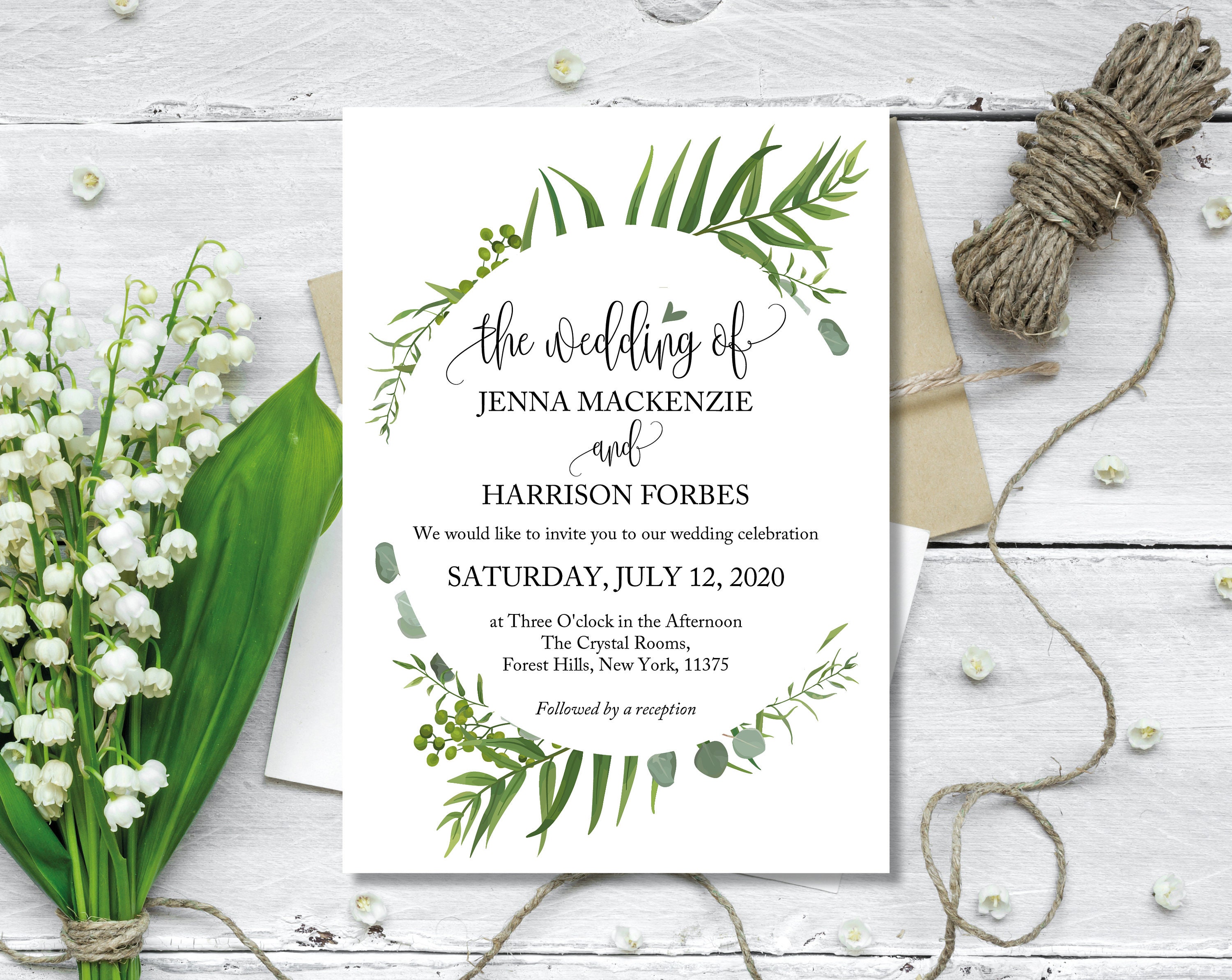 Printed Wedding Invitation Summer Love Tree Wedding Invite - Etsy UK