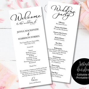 Wedding Day Program Template Booklet, Wedding Ceremony Order of Service ...