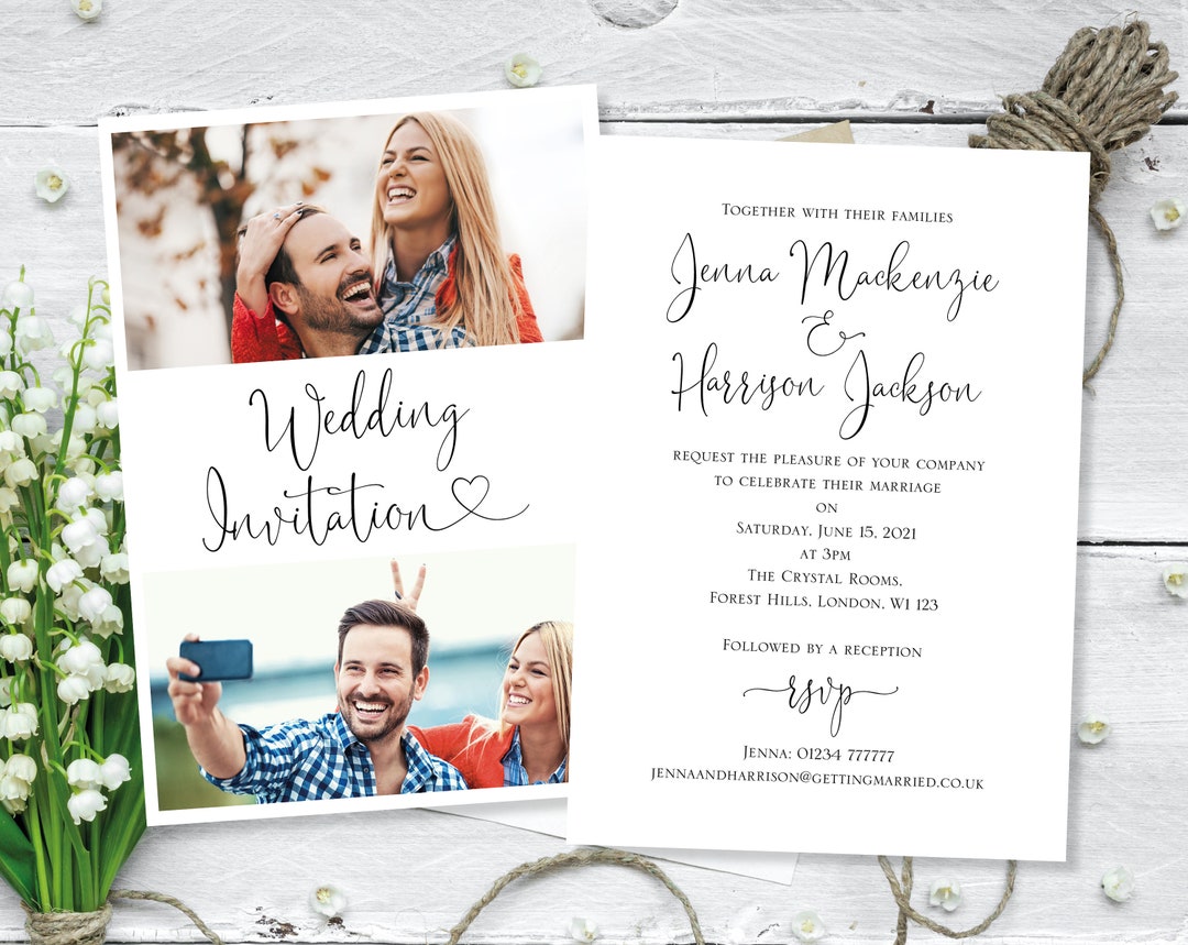 Printed Wedding Invitation, Wedding Photo Invite, Wedding Invites ...
