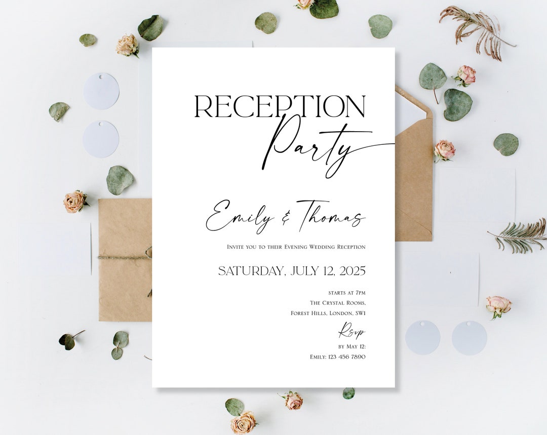Printed Evening Wedding Reception Night Time Party Invitations Invites ...