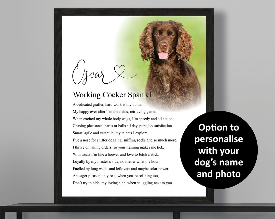 Working Cocker Spaniel Dog Owner Christmas Gift Poem Dog Lover - Etsy