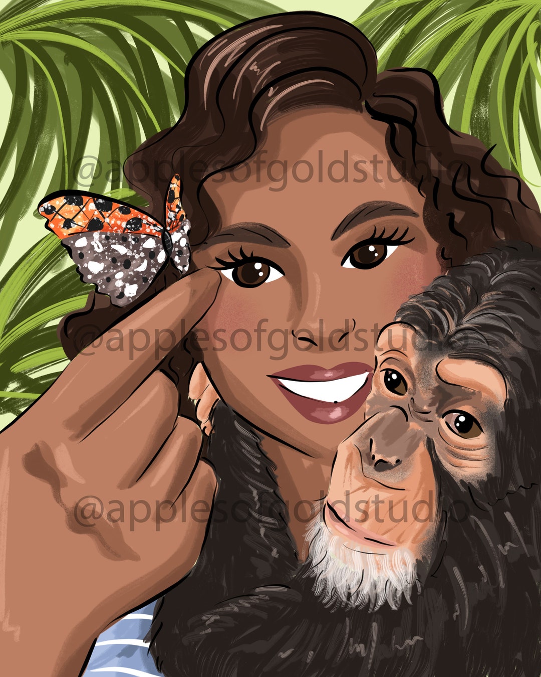 Monkey With Brunette Girl - This Clipart Can Be Used for Personal and ...