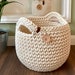 XXL Crochet Basket, Jumbo Bobbiny Round With Wooden Base Crocheted in a ...