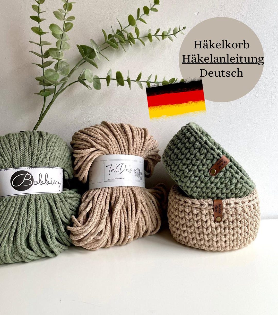 Crochet Pattern “german” Crochet Basket, PDF With Video Link, Weaving ...
