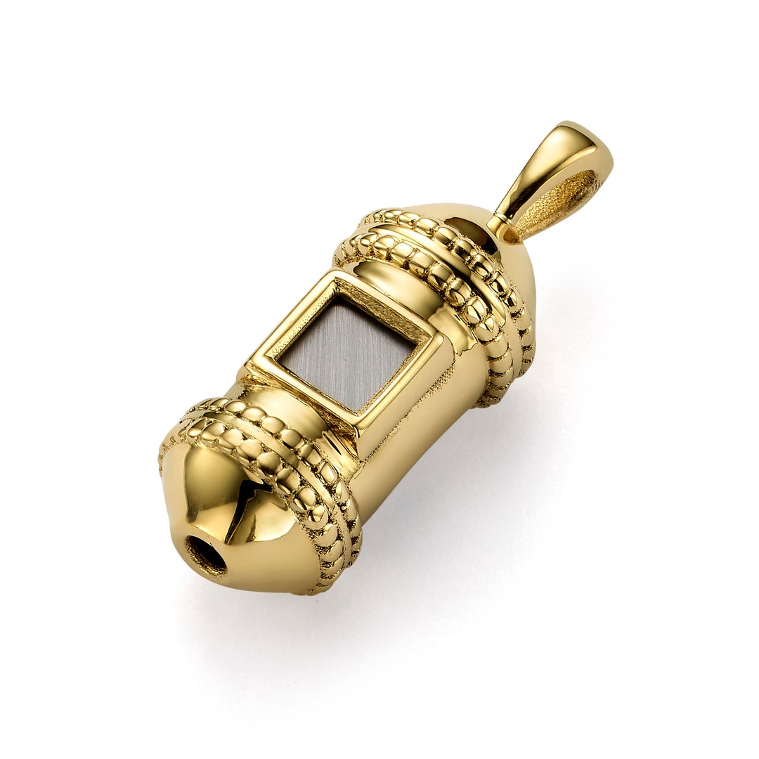 14K Gold Torah Scroll Mezuzah Pendant With Bible Nano Sim 5*5 Mm ...