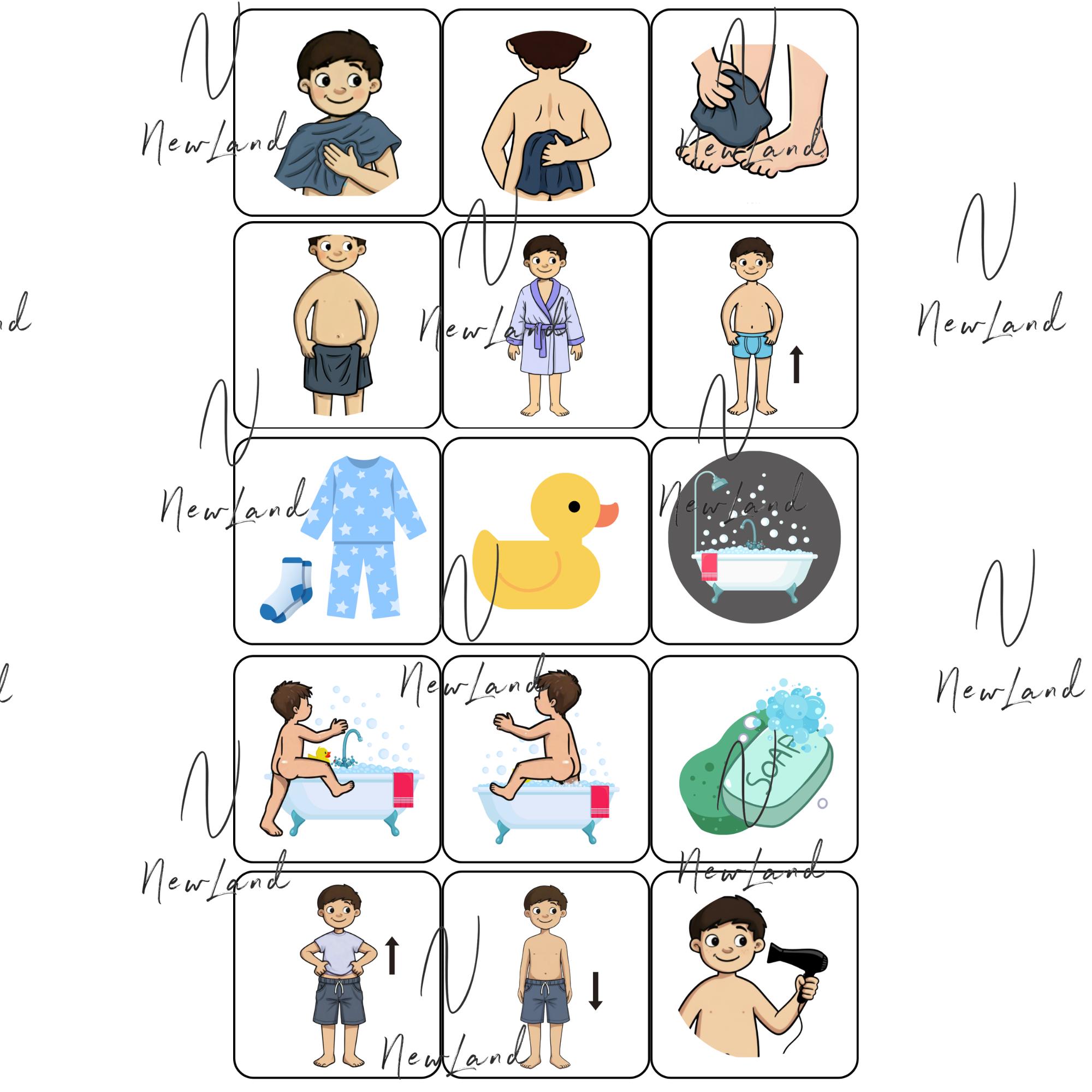 Autism Visual Schedule – Shower Sequence for Boys (printable Editable ...