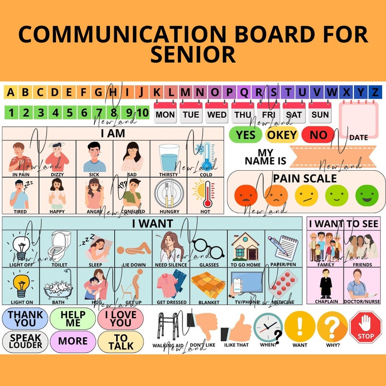 Non Verbal Communication Board for Senior, Visual Aid for Home Care ...