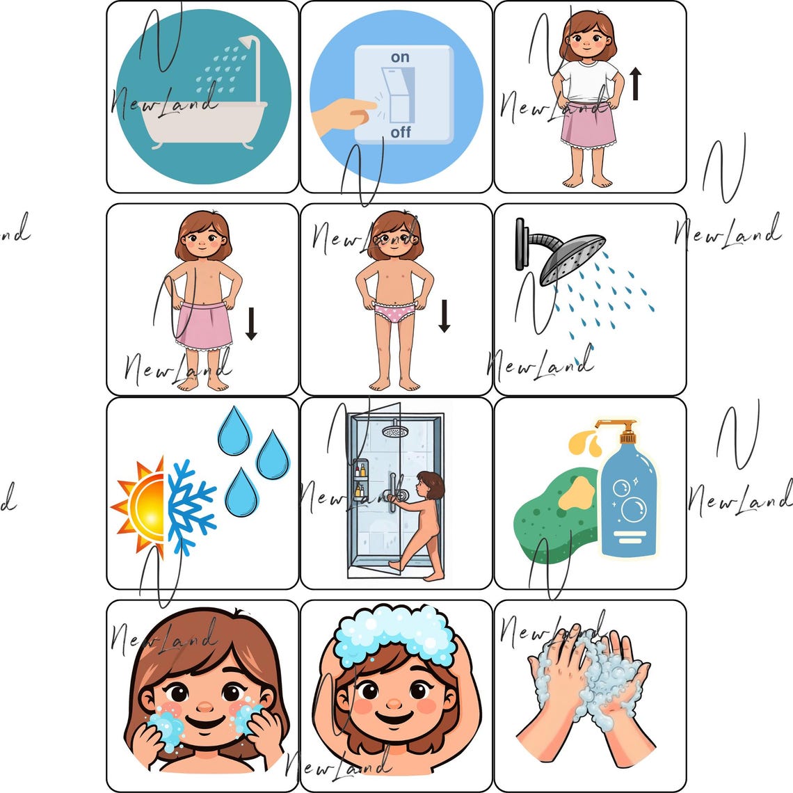 Autism Visual Schedule – Shower Sequnece for Girls (printable Editable ...