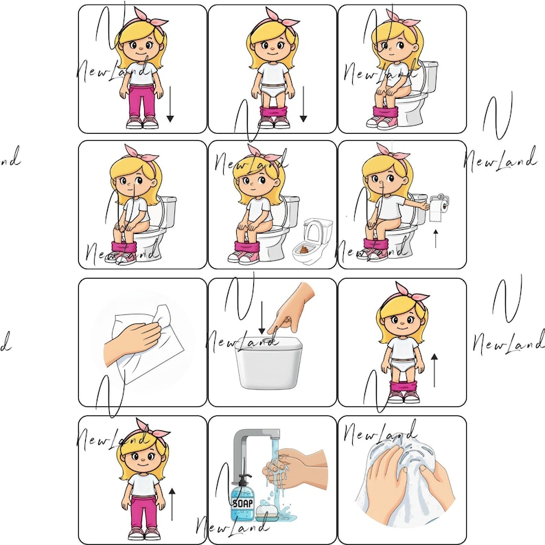 Potty Training Flashcards for Girls, Special Education Visual Aid ...