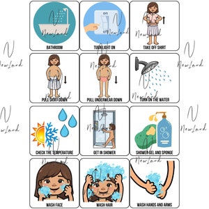 Shower Sequence for Girls, Autism AAC, Communication Visual, Special ...