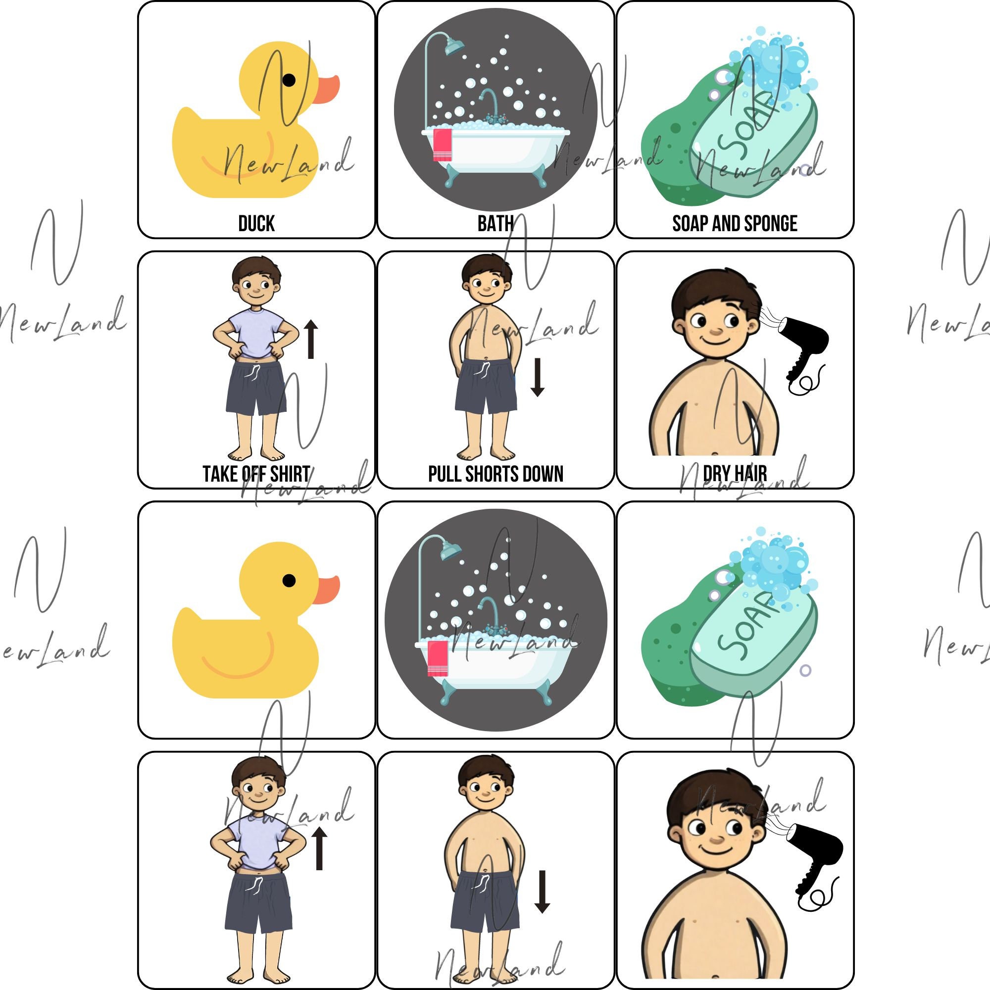Shower Sequence for Boys, Autism AAC, Communication Visual, Special ...