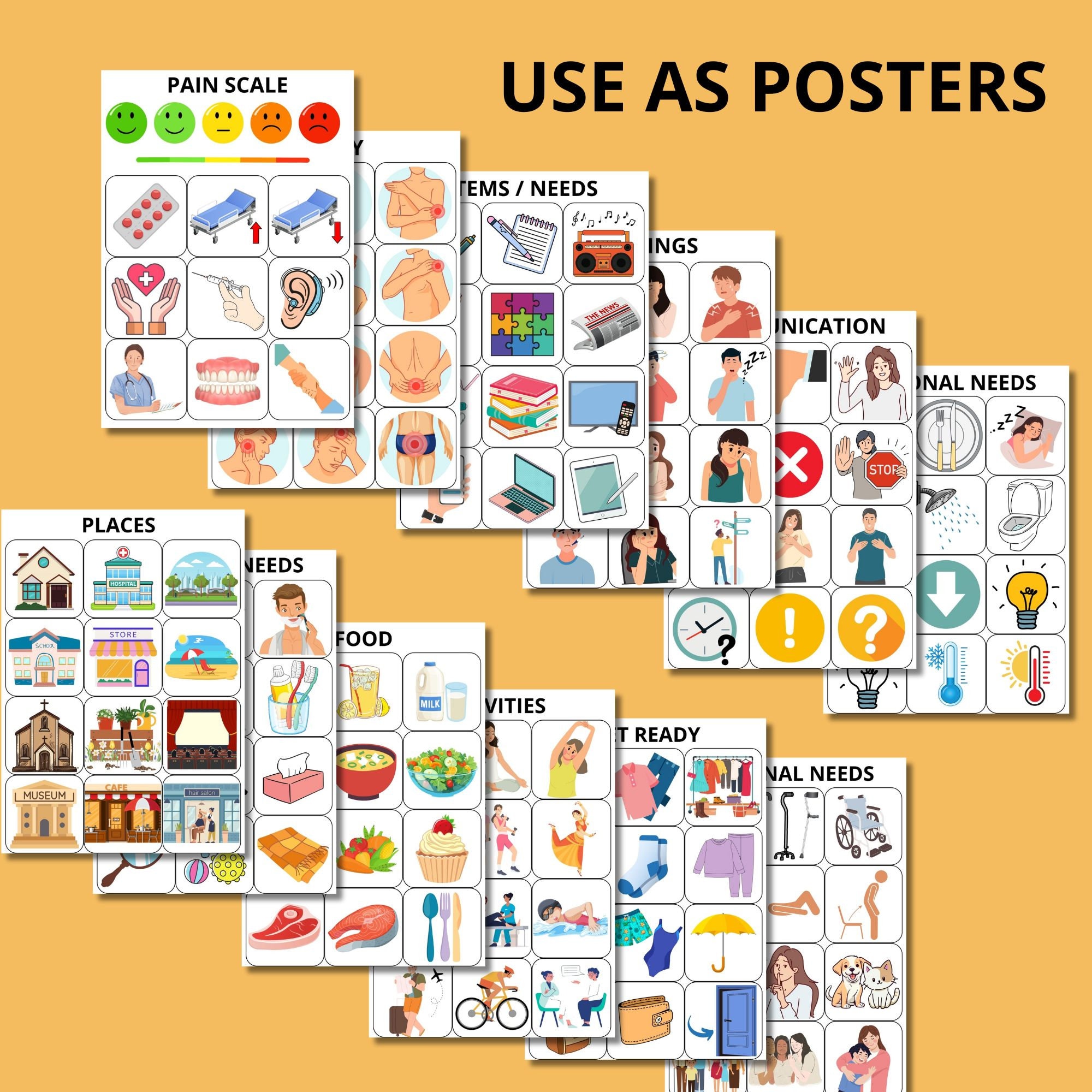 Non Verbal Communication Board for Senior, Visual Aid for Home Care ...