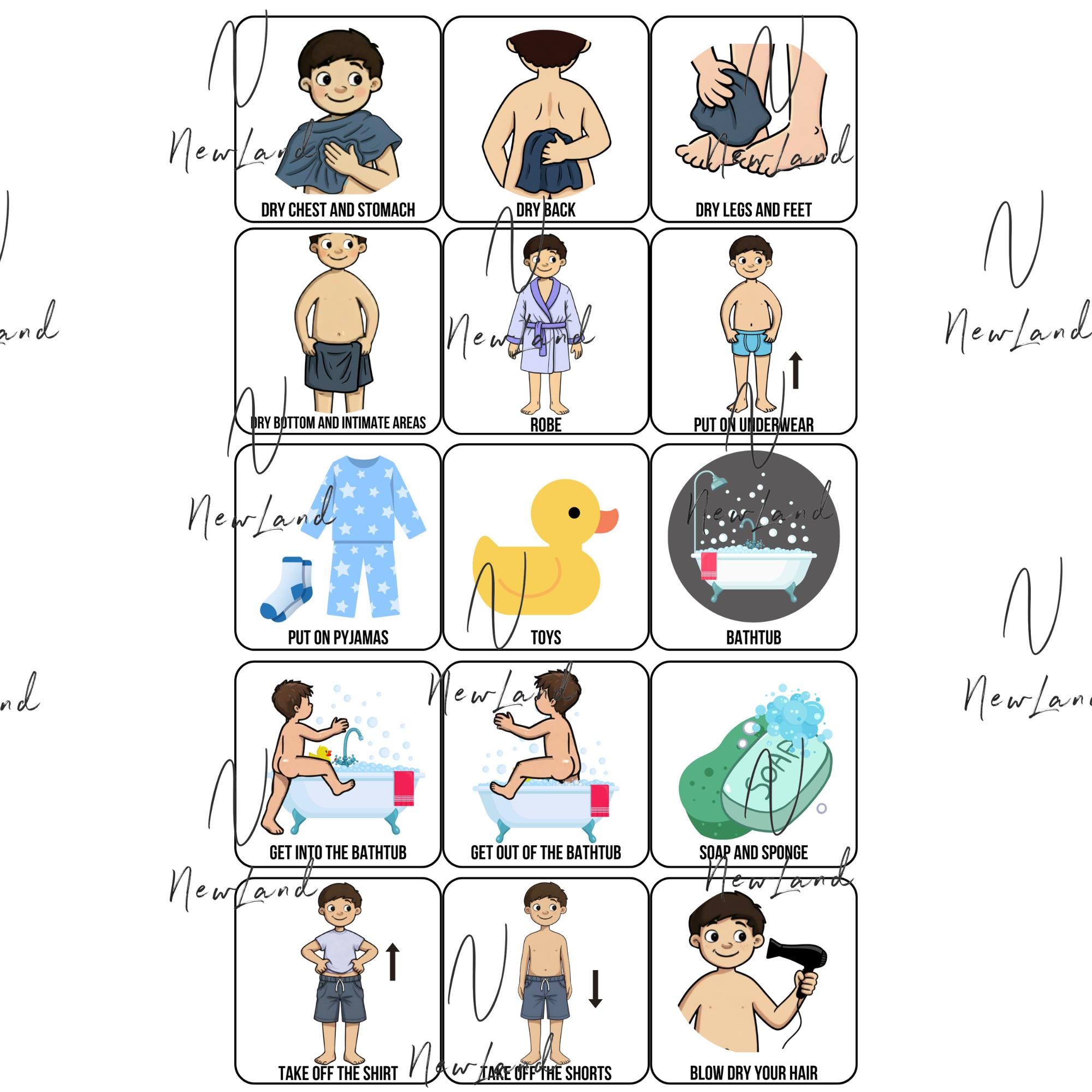 Autism Visual Schedule – Shower Sequence for Boys (printable Editable ...