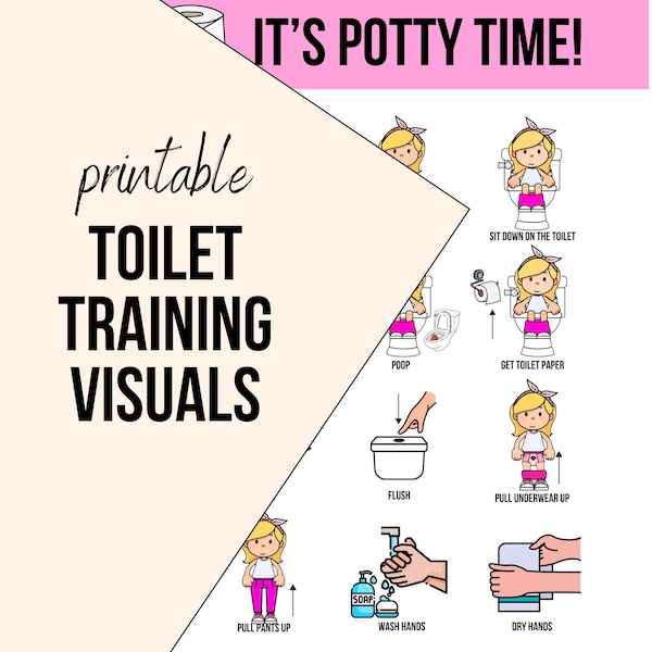 Potty Training Visual Schedule and Reward Chart, Toilet Sequence for ...