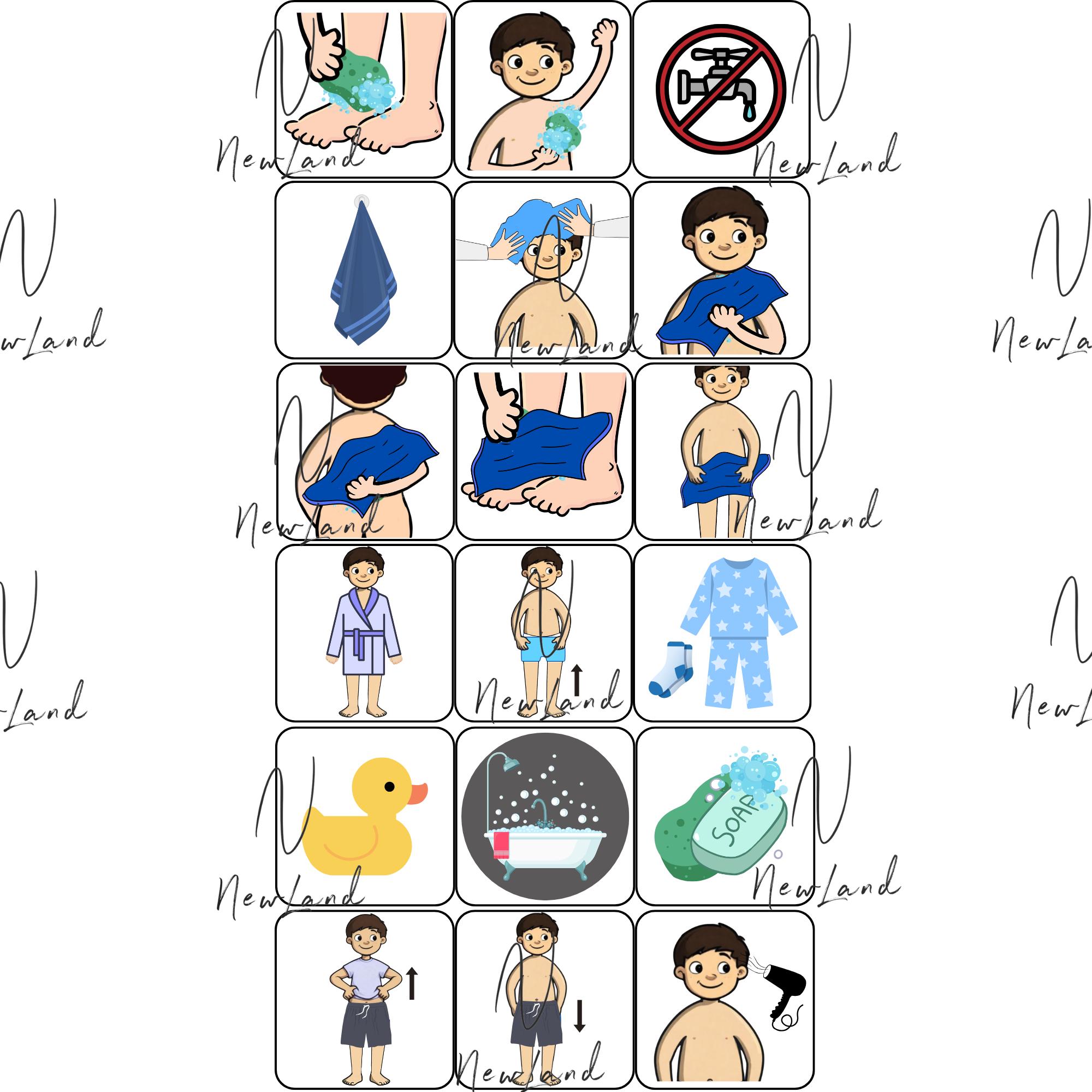 Shower Sequence for Boys, Autism AAC, Communication Visual, Special ...