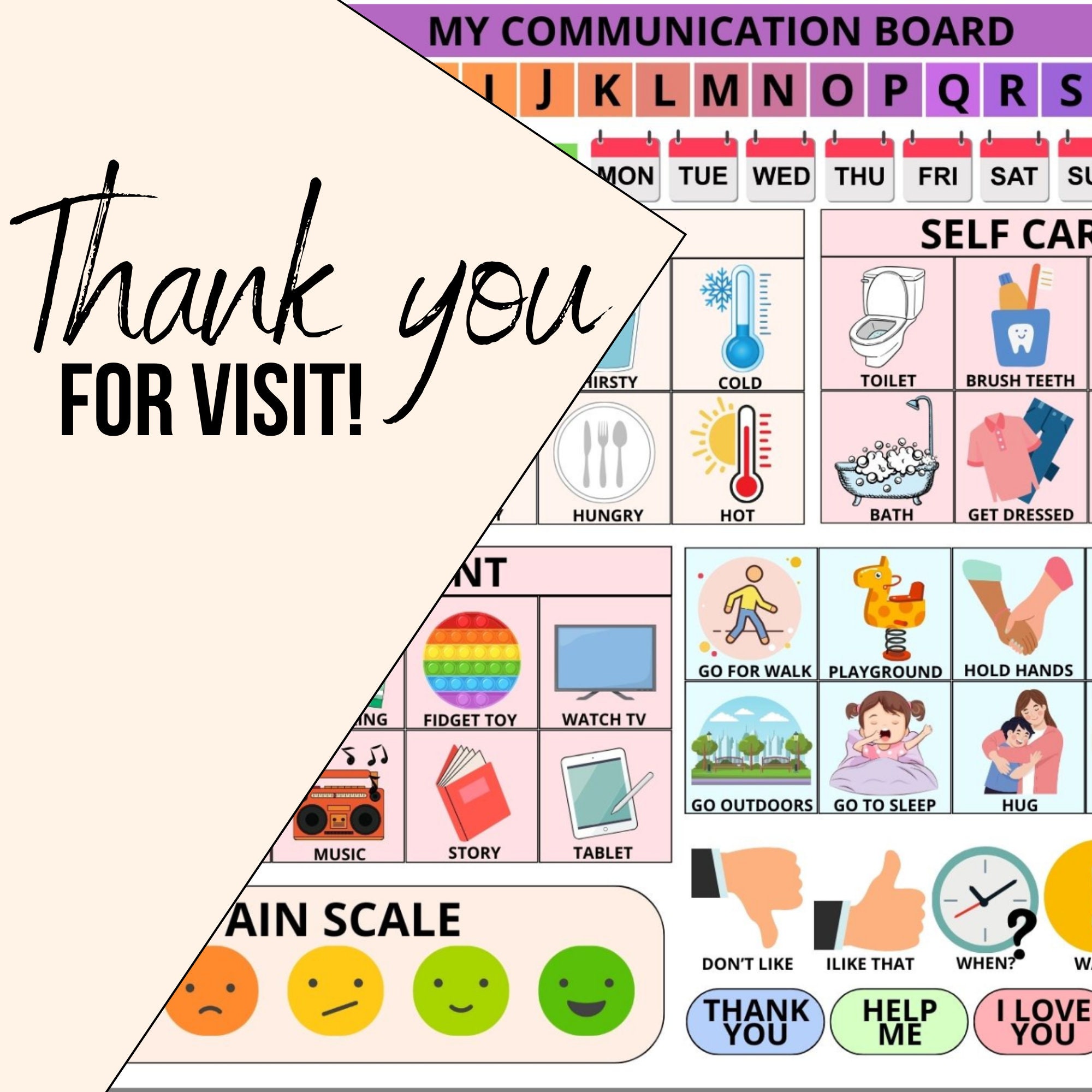 Children's Communication Board, Visual Aid for Autism (printable) - Etsy
