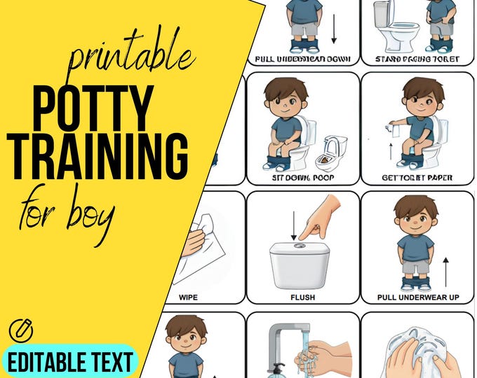 Potty Toilet Training Bathroom Visual Sequence Routine for Girls Autism -I Can Go Potty ...