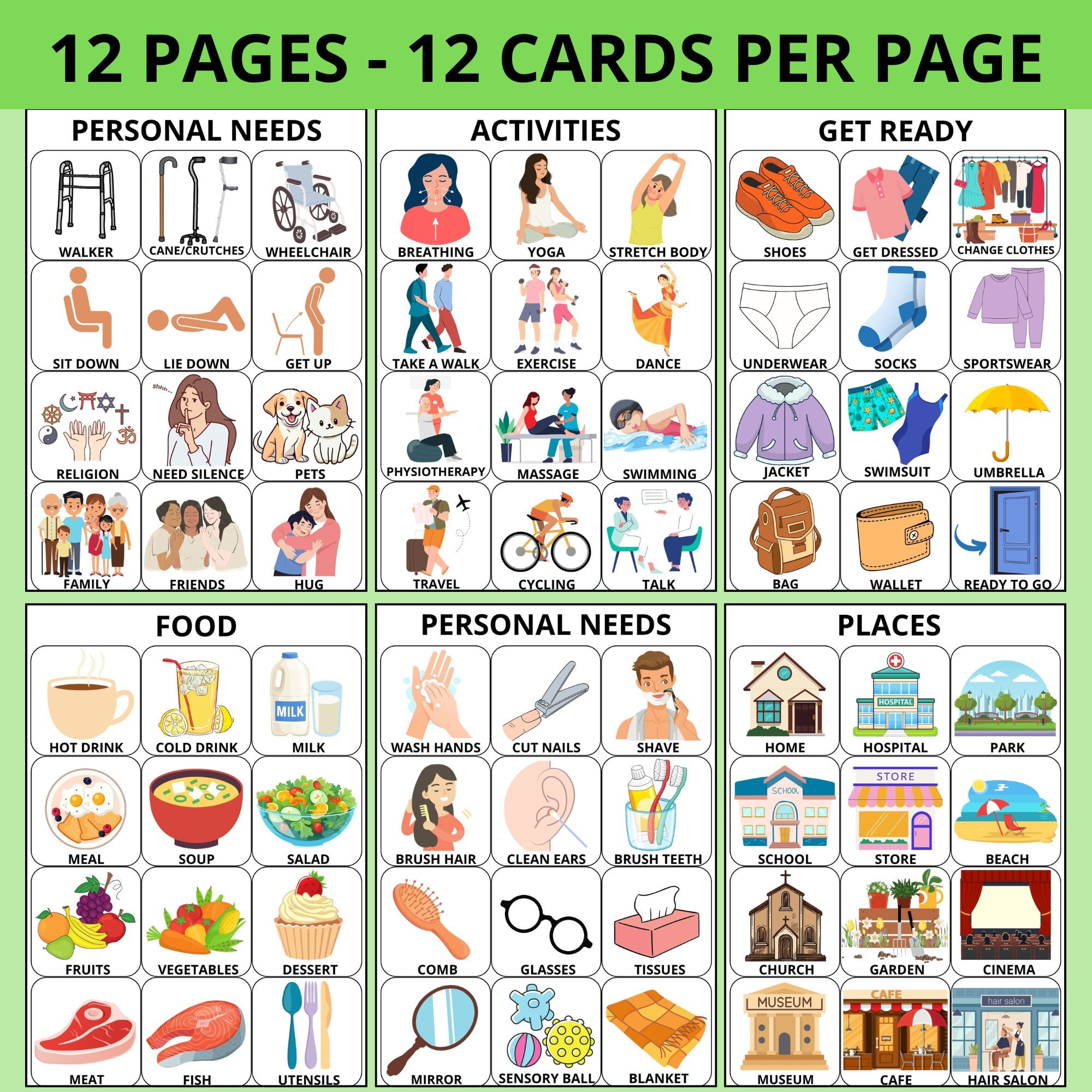 Non Verbal Communication Board for Senior, Visual Aid for Home Care ...