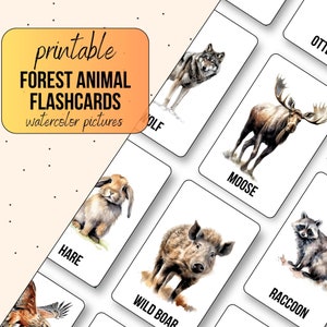 Forest Animal Printable Flashcards Preschool Language Learning Cards ...