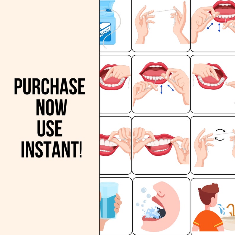 Floss Your Teeth Communication Visual, Dental Health, Life Skills for ...