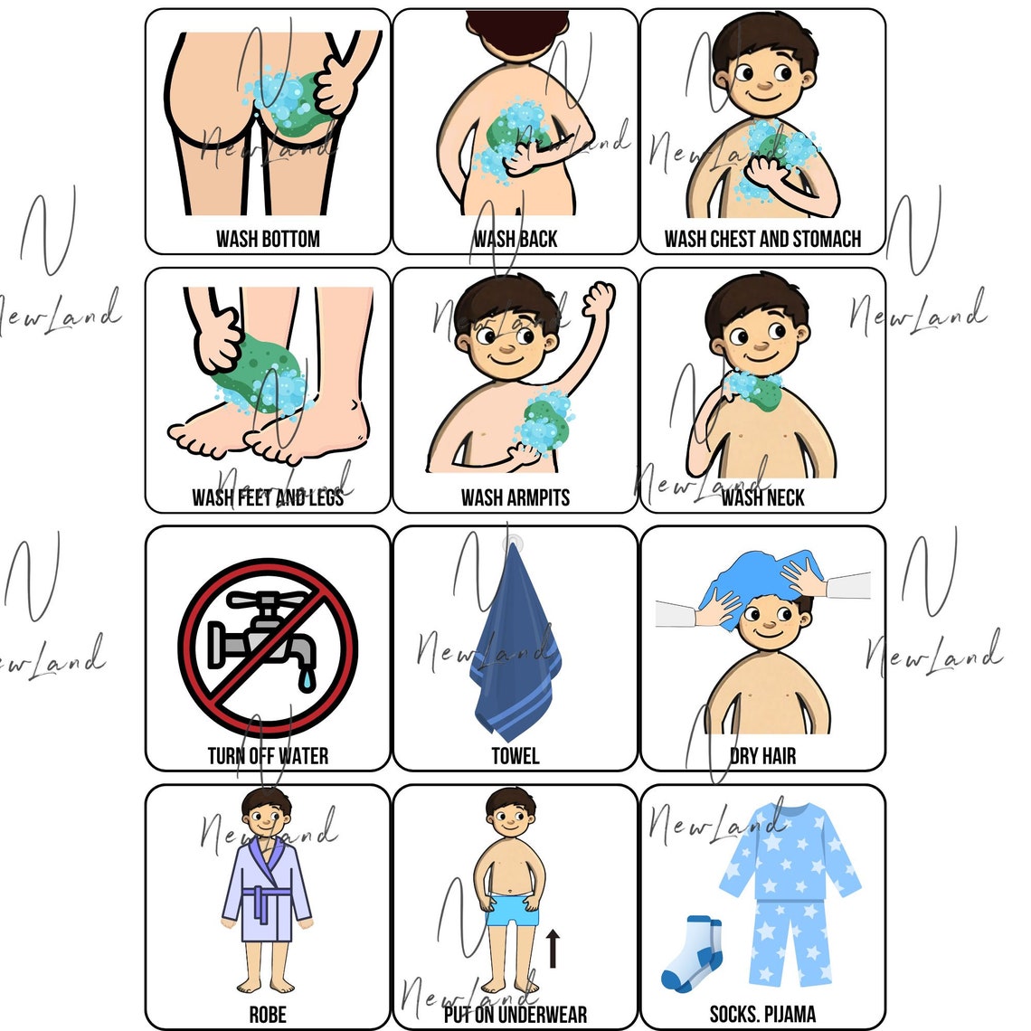 Shower Sequence for Boys, Autism AAC, Communication Visual, Special Needs, Life Skills for ...