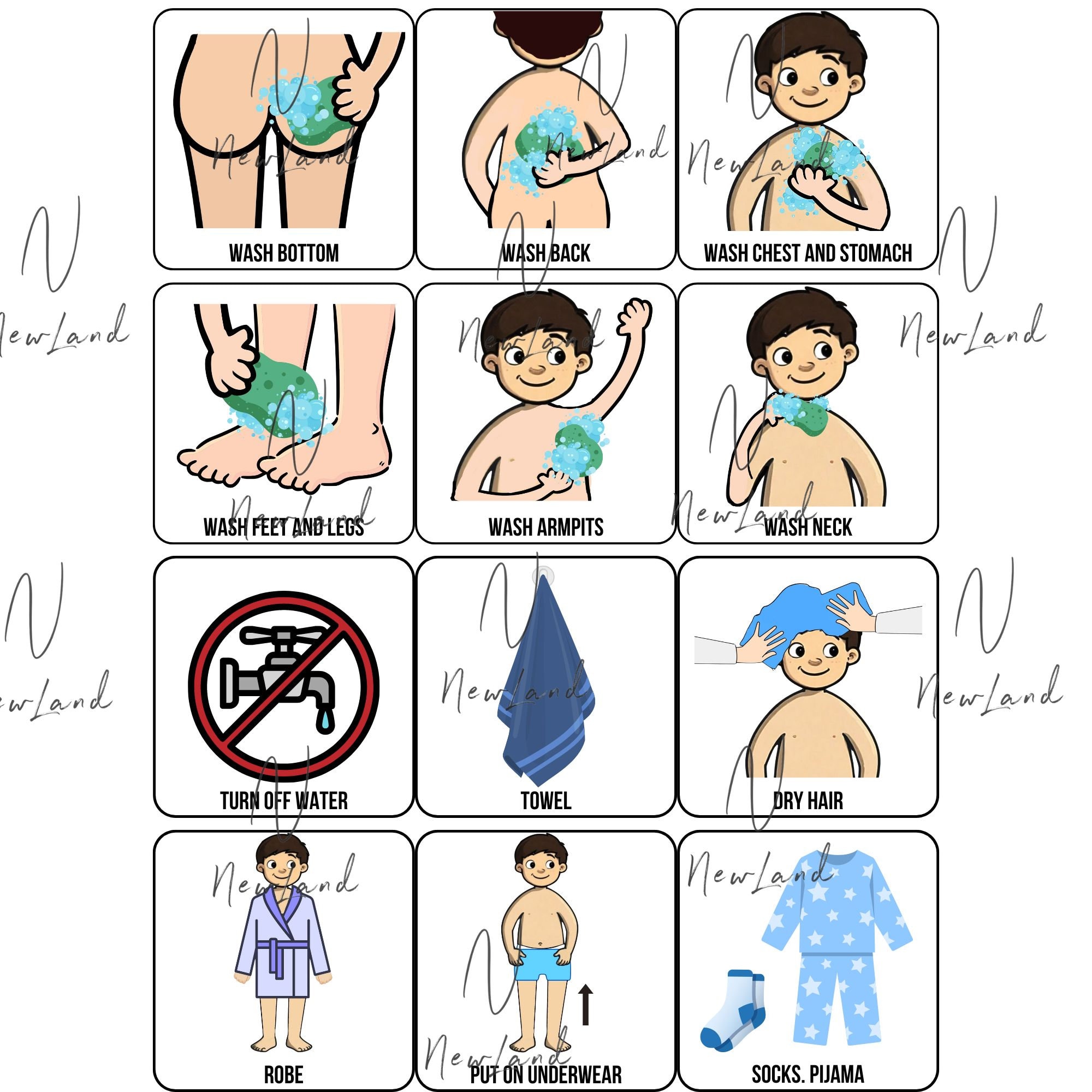 Shower Sequence for Boys, Autism AAC, Communication Visual, Special Needs, Life Skills for ...