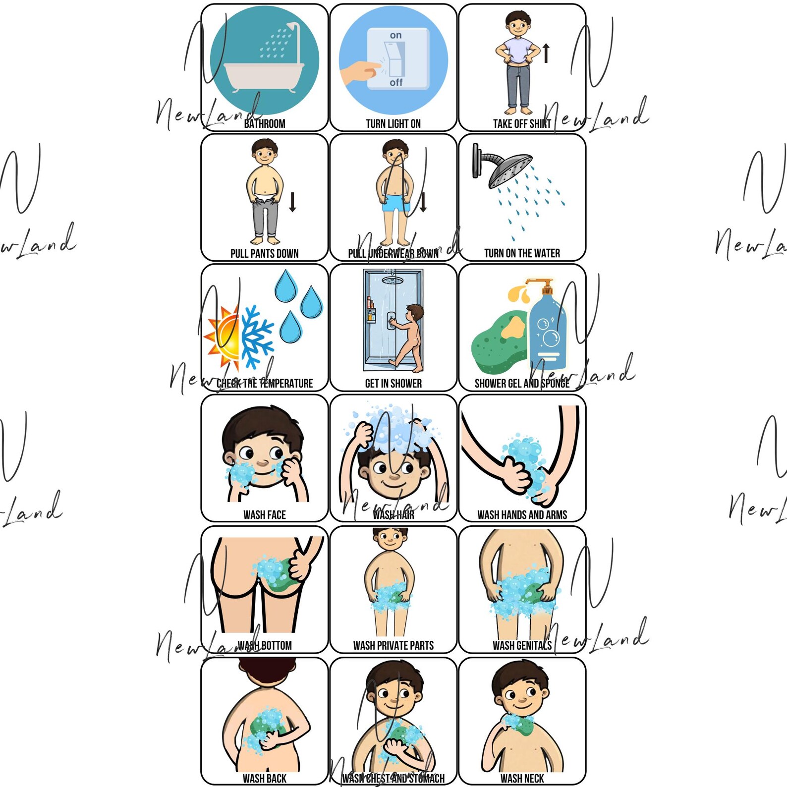 Shower Sequence for Boys, Autism AAC, Communication Visual, Special ...