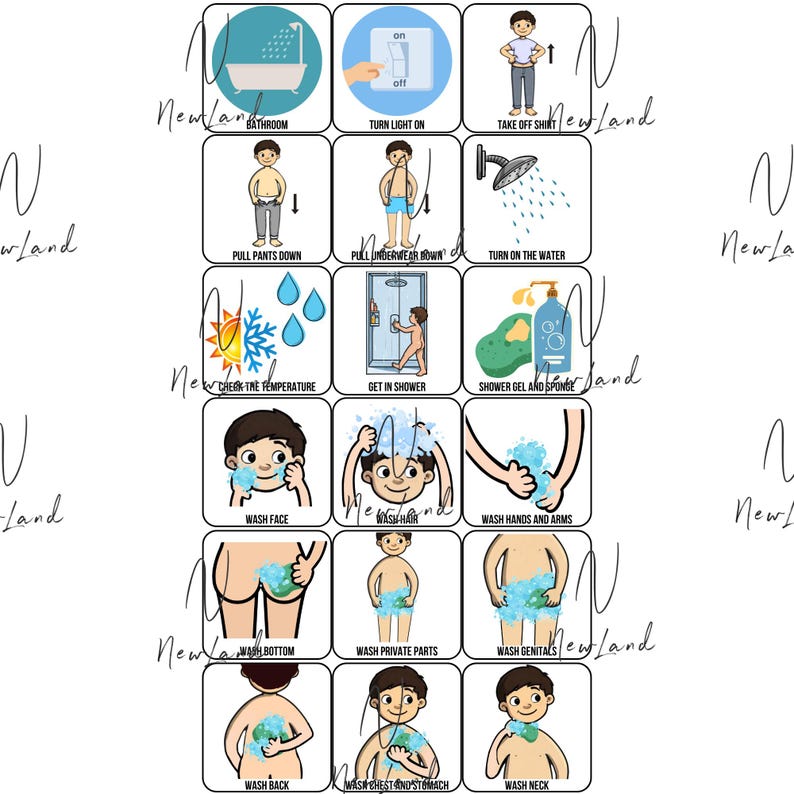 Shower Sequence for Boys, Autism AAC, Communication Visual, Special ...