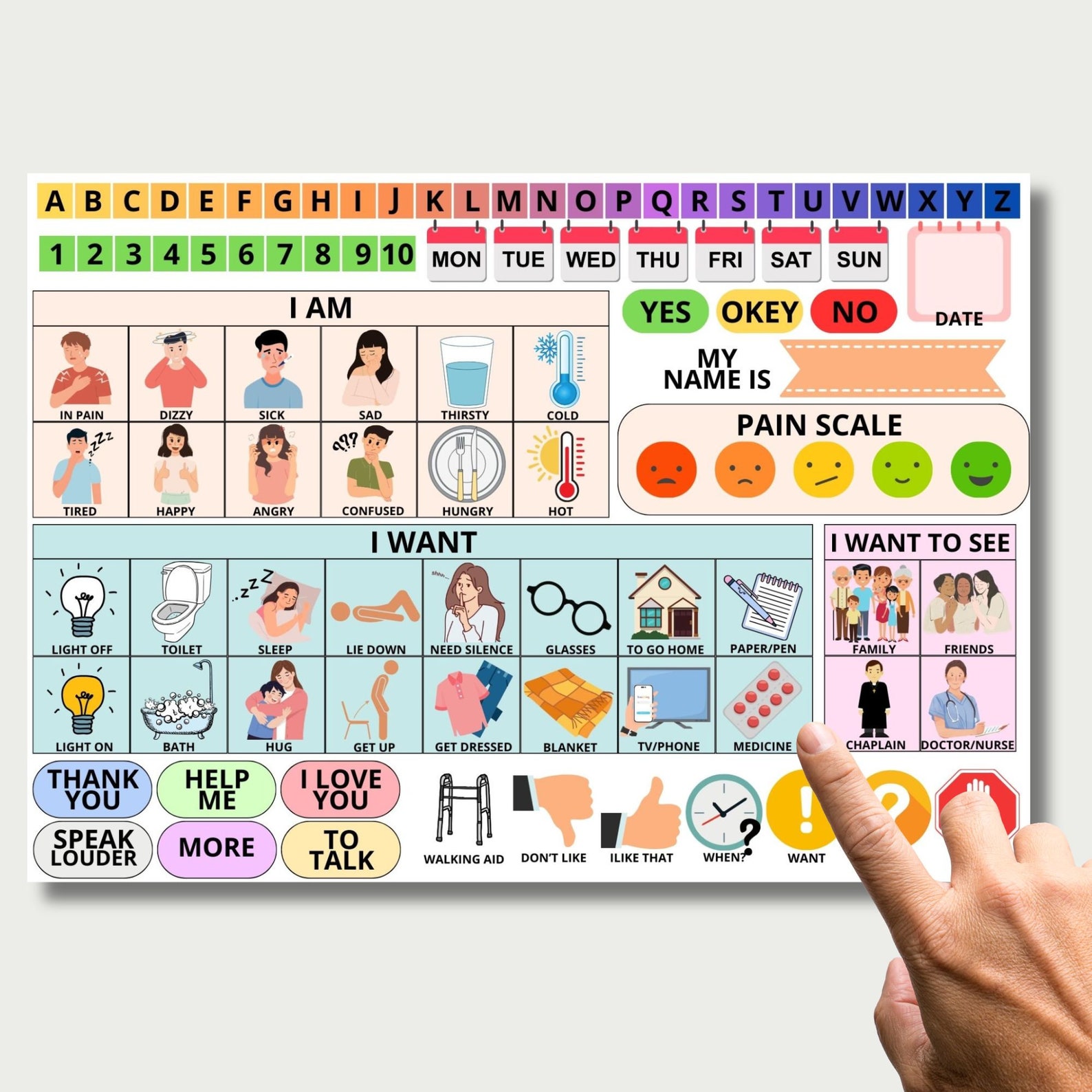 Non Verbal Communication Board for Senior, Visual Aid for Home Care ...