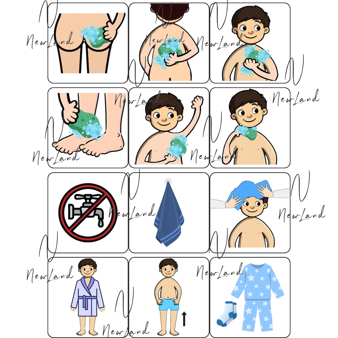 Shower Sequence for Boys, Autism AAC, Communication Visual, Special Needs, Life Skills for ...