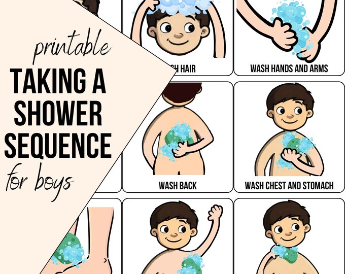 Printable SHOWERING Visual Schedule Picture Sequence Behaviour Support ...