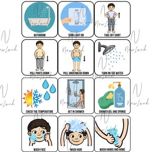 Shower Sequence for Boys, Autism AAC, Communication Visual, Special ...