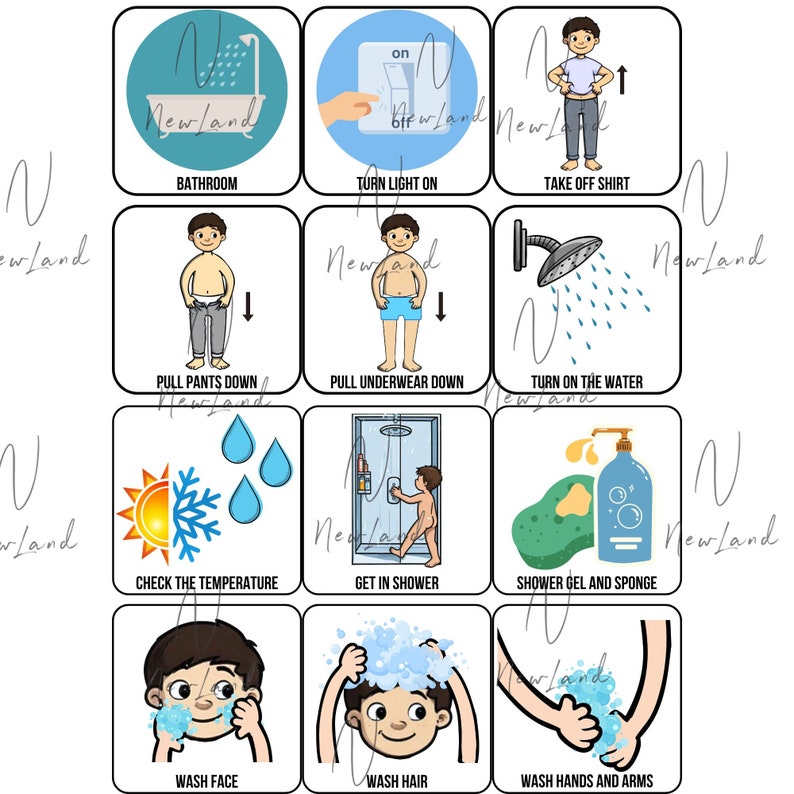Shower Sequence for Boys, Autism AAC, Communication Visual, Special ...