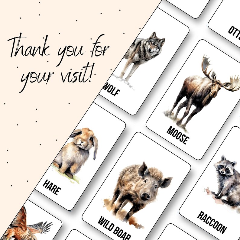 Forest Animal Printable Flashcards Preschool Language Learning Cards ...