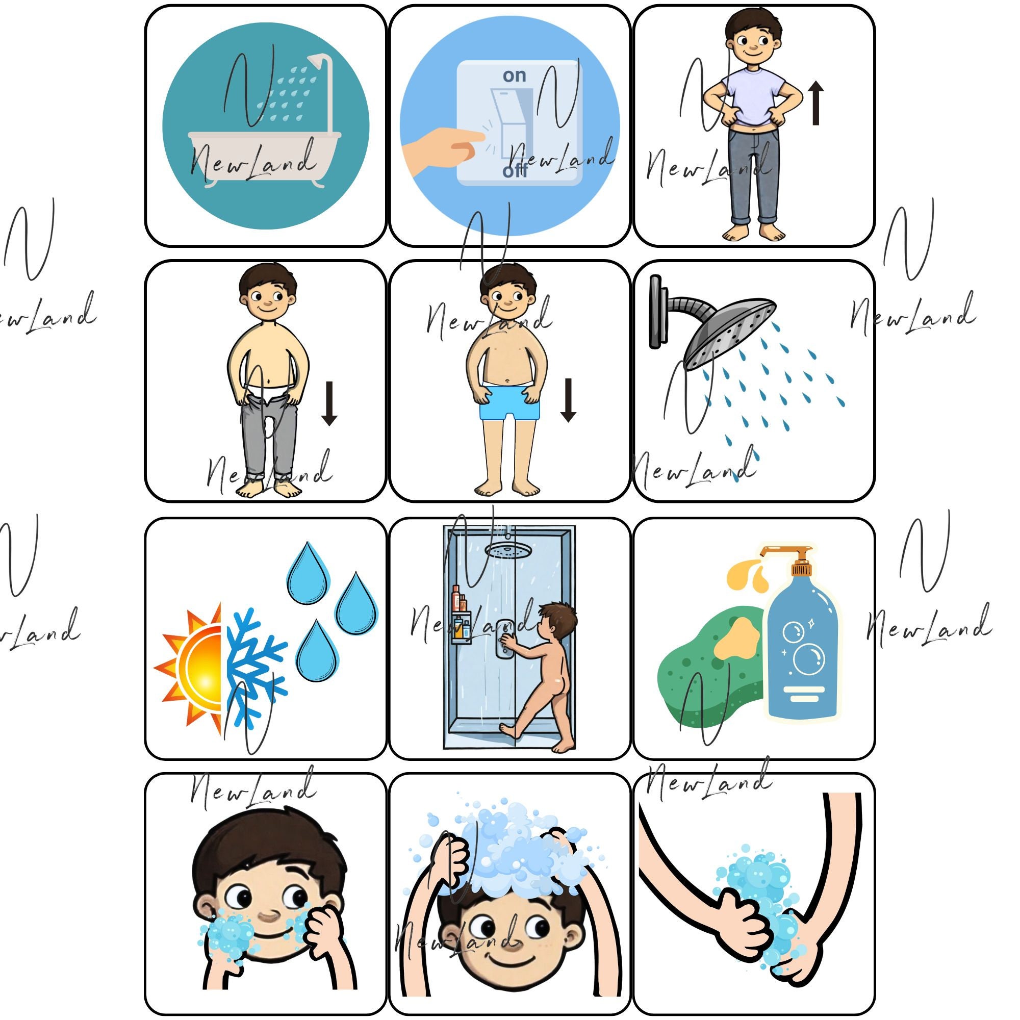 Shower Sequence for Boys, Autism AAC, Communication Visual, Special ...