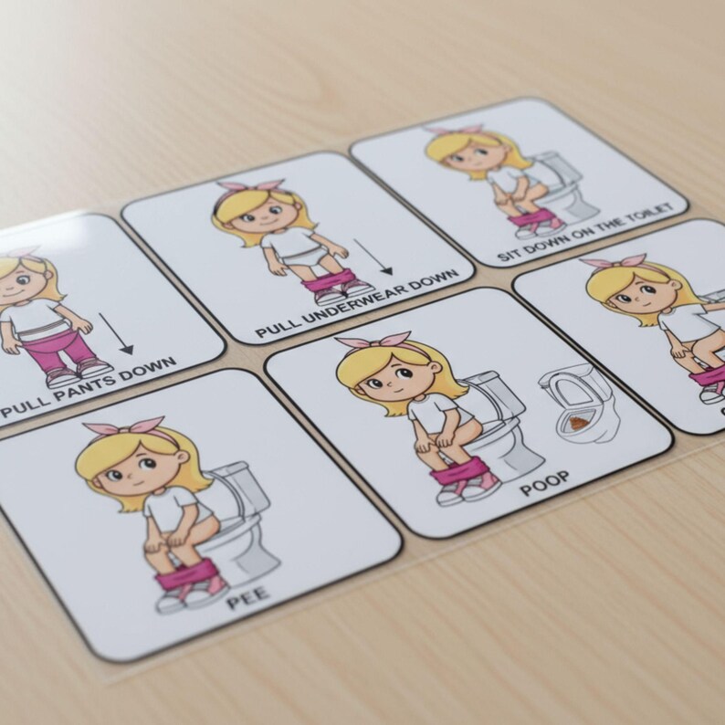 Potty Training Flashcards for Girls, Special Education Visual Aid ...