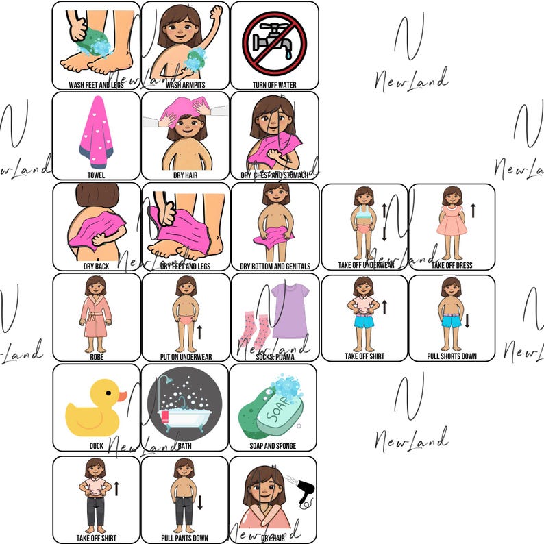 Shower Sequence for Girls, Autism AAC, Communication Visual, Special Needs, Life Skills for ...