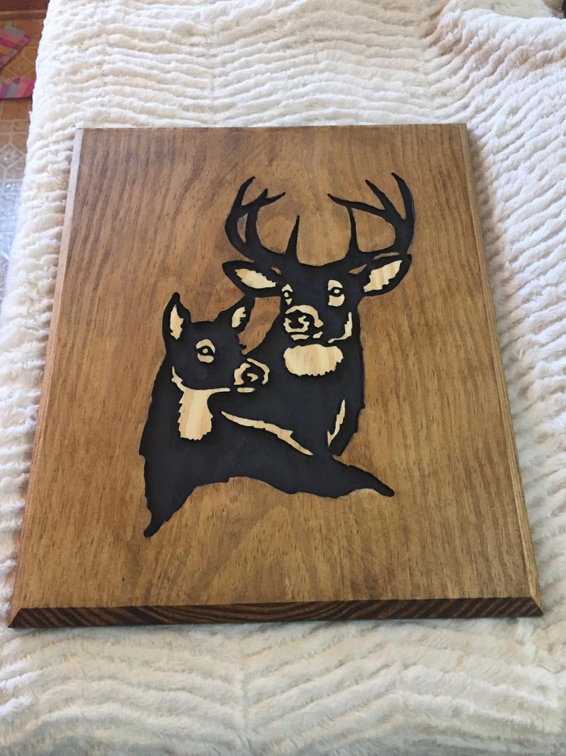 Whitetail Deer Inlay Wall Carving | Etsy