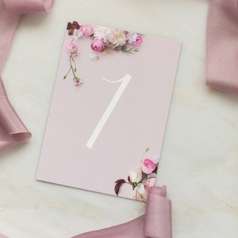 Secret Garden Wedding Table Numbers Pink, Cream, Floral, Botanical ...
