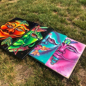 18 X 24 Acrylic Painting Surreal Portrait Milkweed Locust - Etsy