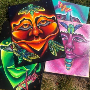 18 X 24 Acrylic Painting Surreal Portrait Milkweed Locust - Etsy