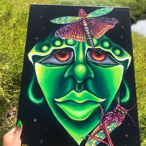 18 X 24 Acrylic Painting Surreal Portrait Milkweed Locust - Etsy