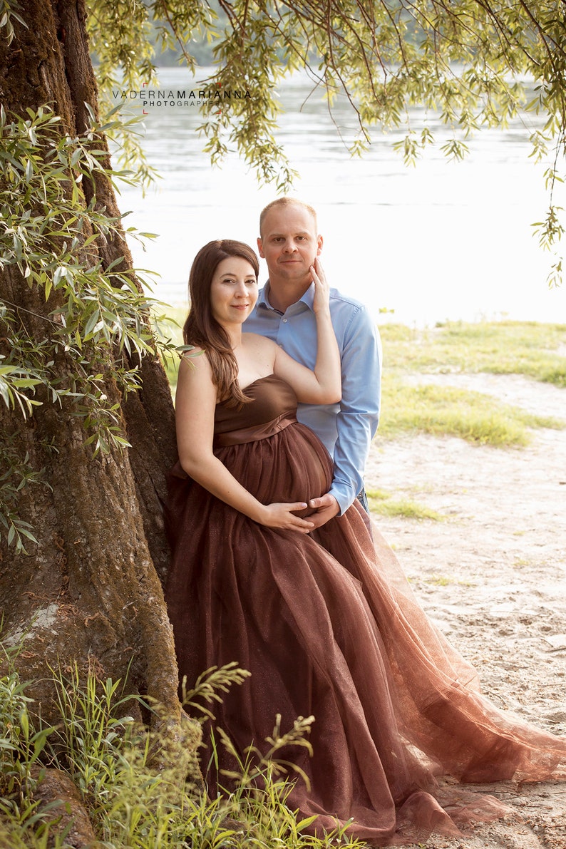 Brown Tulle Maternity Gown Dress For Maternity Photo Shoot Etsy